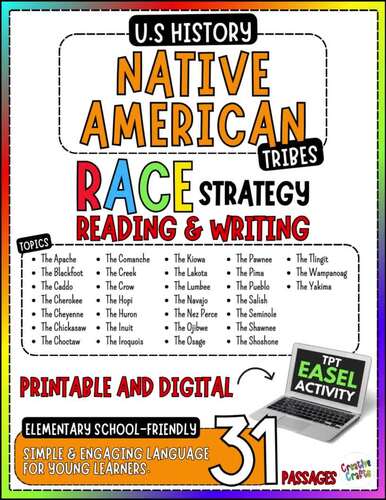 Native American Tribes RACE Reading & Writing Passages | 2nd Grade U.S ...