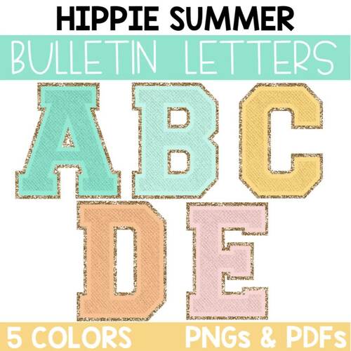 Hippie Summer Varsity Bulletin Board Letters / Clipart / Lettering Pack