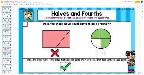 Fractions Halves and Fourths Digital Math Games Google Slides Seesaw ...