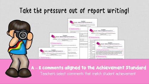 Australian Curriculum Foundation/ Prep Media Arts Report Card Comments