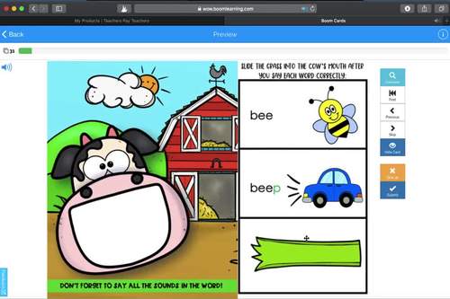 Feed the Cow: Phonological Process Boom Card Distance Learning Activity