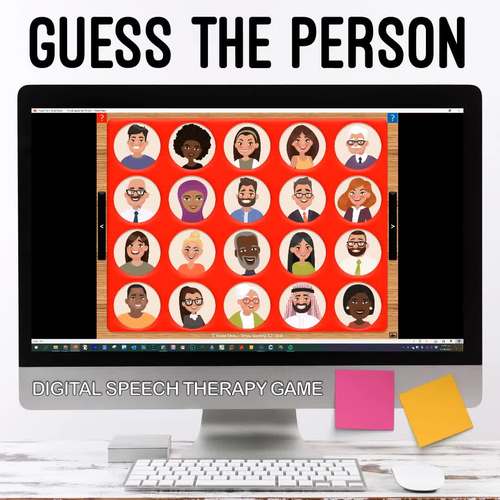Digital Editable Guess the Person No Print Game for Speech Teletherapy