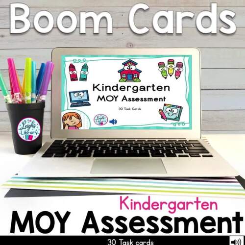Boom Cards™ Kindergarten Middle of Year Assessment by Leigh's Library