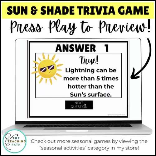 End of the Year Class Game! Summer Trivia Team Challenge! GOOGLE SLIDES