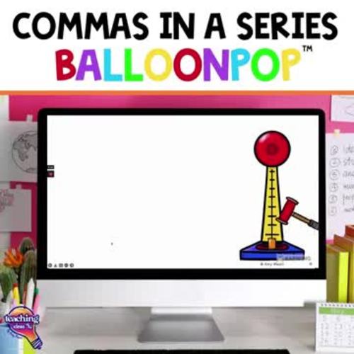 5th Grade Commas in a Series Digital Grammar Review Games BalloonPop™
