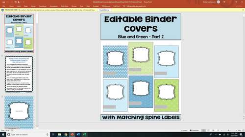 Editable Binder Covers and Spines in Calming Blues and Greens Part 2
