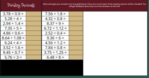 Dividing Decimals by Decimals Christmas Math Pixel Art Winter Mystery ...