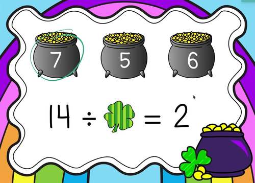 St Patricks Day Missing Numbers in Division Math Boom Cards | TPT