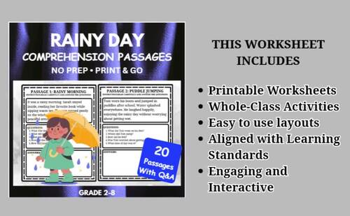 Rainy Day Comprehension Passages for Grades 2–8 | Weather Reading ...
