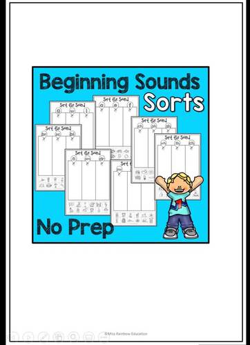 Beginning Sounds Sorts - Letter Sorts by Miss Rainbow Education