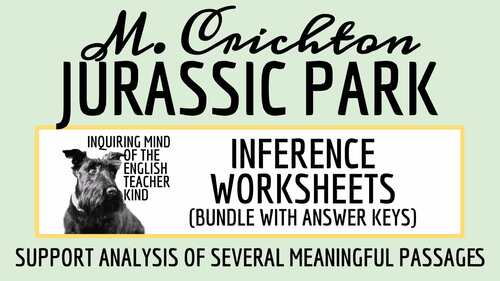 Jurassic Park by Michael Crichton Close Reading Analysis Worksheets Bundle