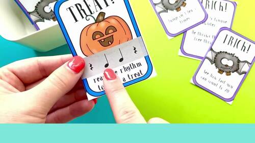 Half Note Trick or Treat Halloween Rhythm Game for Elementary Music Lessons