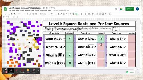 [Thanksgiving] Square & Cube Roots Pixel Art | Perfect Squares & Cubes ...