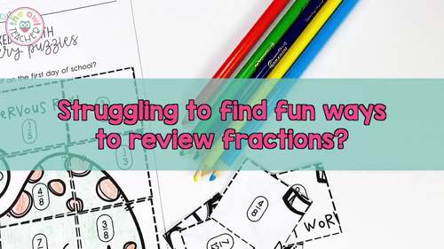 Identifying Fractions Mystery Pictures Math Puzzles by The Owl Teacher