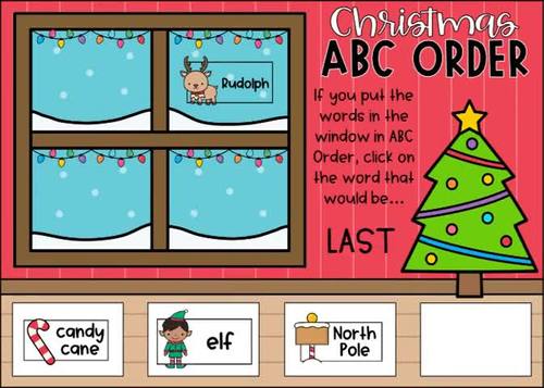 Christmas ABC Order Review Deck Boom Cards™ Digital Task Cards | TpT