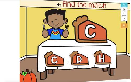 Thanksgiving! Pumpkin Pie Capital Letter Match Boom Cards™ Digital Task ...
