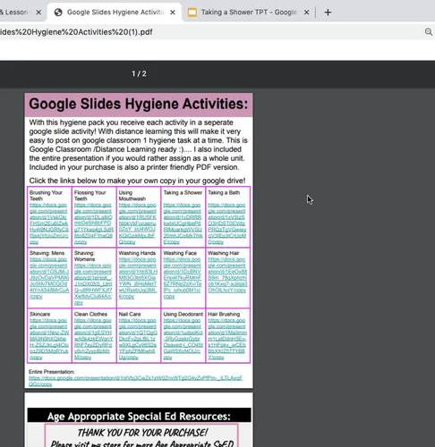 Hygiene and Personal Care Unit Digital and Print Special Education