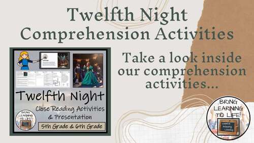 Twelfth Night Close Reading Comprehension Activities | 5th Grade & 6th ...