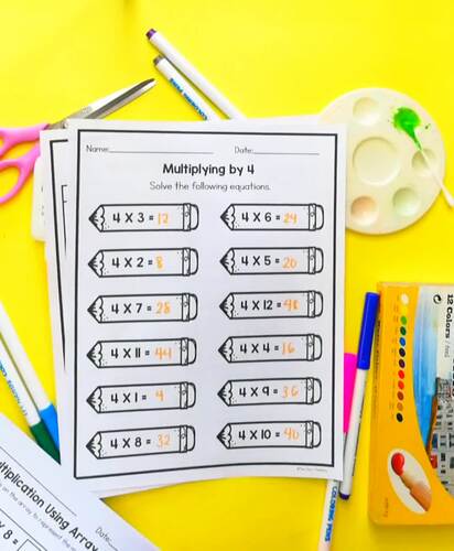 Multiplication 4 Times Table Worksheet by The Joy in Teaching | TPT
