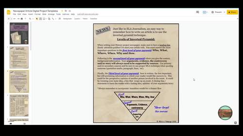 Journalism - Newspaper Article Digital Project Templates by All in a Teacup