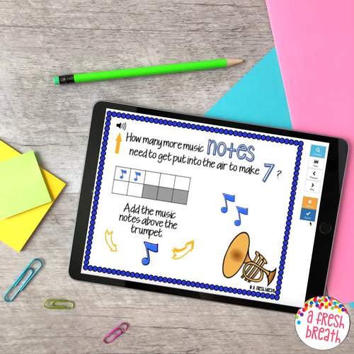 How Many Music Notes to 7 Boom Cards | Partners of Seven | Digital Learning