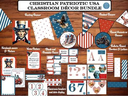 Christian Patriotic Stars and Stripes Classroom Bundle | TPT