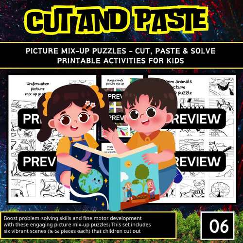 Picture Mix-Up Puzzles - Cut Paste & Solve Printable Activities for Kids
