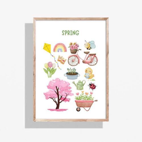 Spring Poster | Watercolor Seasonal Wall Art | Kids Room Decor ...