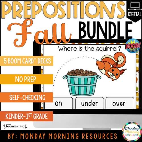 Fall Preposition Vocabulary Boom Cards™ Bundle: Kindergarten and 1st Grade