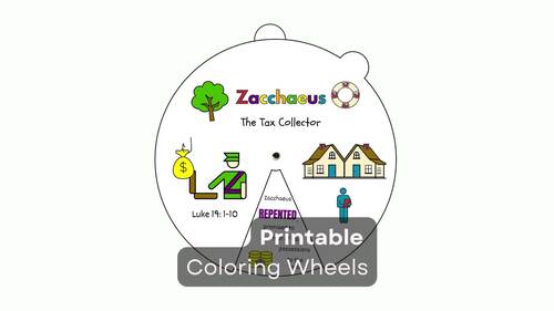 Zacchaeus Coloring Wheel, Sunday School Craft Printable, Kids Bible Study