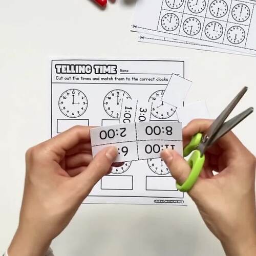 Telling Time Worksheets | Cut and Paste Clocks to the Hour and Half Hour