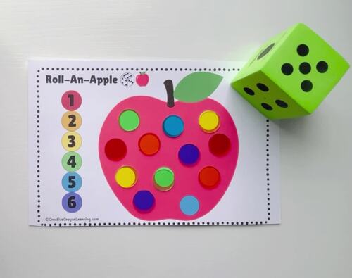 Roll-An-Apple Math Center Game – Fall Counting for PreK & Kindergarten
