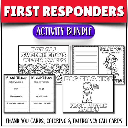 Thank You First Responders Activities | Cards, Coloring & Writing Pack