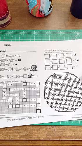 Pi Day Math Worksheets - puzzles, equations, mazes, circles and more!