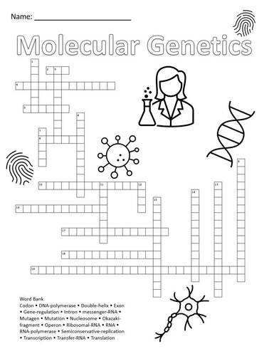Molecular Genetics Vocabulary Crossword Puzzle: Biology by Secondary ...