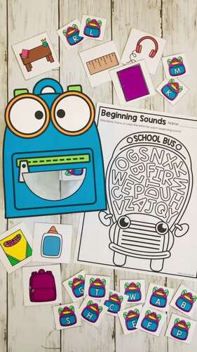 Back to School Supplies Beginning Sounds - Upper and Lowercase | TPT