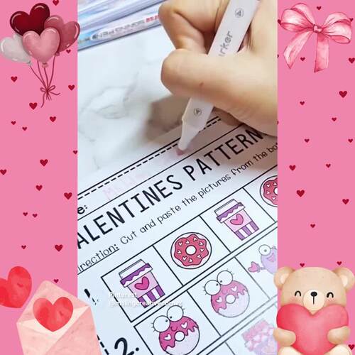 Valentines Patterns | Cut & Paste | Valentine's Day Activity Game Sheets