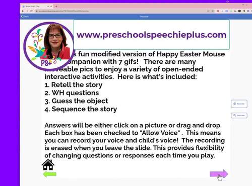 Happy Easter Mouse Book Companion Digital Cards by Preschool Speechie PLUS