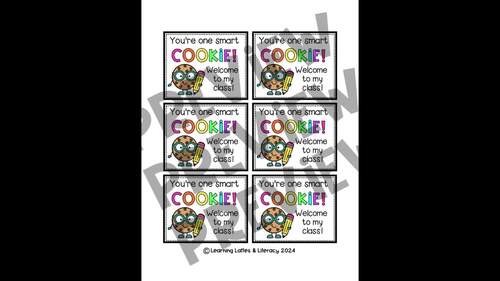 One Smart Cookie Back to School Gift Tags Meet the Teacher Grades PreK-8