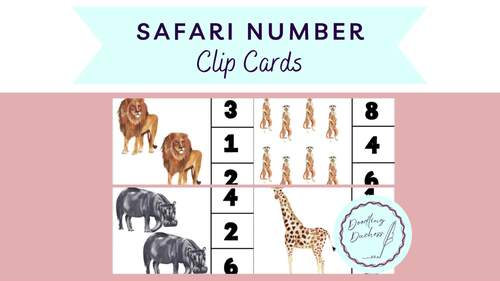 Safari - Number & Pattern Clip Cards by Doodling Duchess | TPT