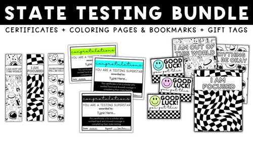 State Testing Bundle - Coloring Pages & Bookmarks + Certificates + Gift ...