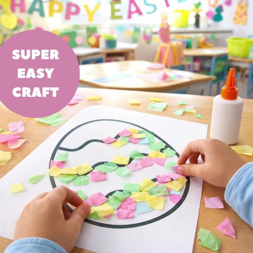 Easter Egg Tissue Paper Craft, Preschool Activity, Fine Motor Skills ...