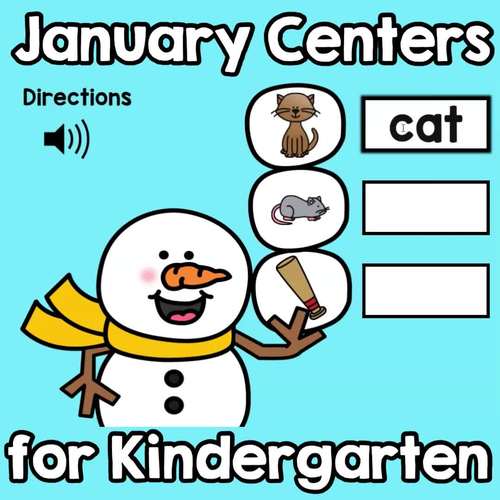 Winter Boom Cards for Kindergarten - January Math and Literacy Centers