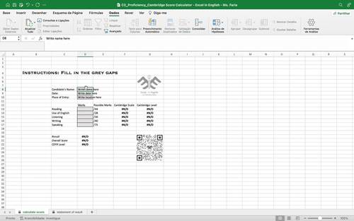 Cambridge Score Calculator - Level A2 Key by Excel In English ...