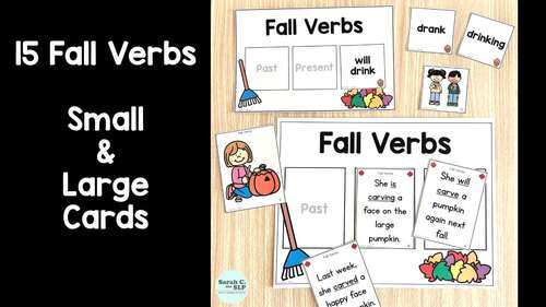 Fall Verbs Grammar Unit Activities with Past Present & Future Tenses