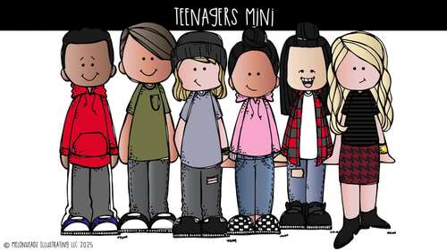 Teenagers clip art, Big Kids clip art Mini by Melonheadz Clipart