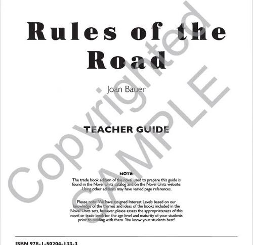 Rules of the Road Novel Units® Teacher Guide Novel Study | TPT