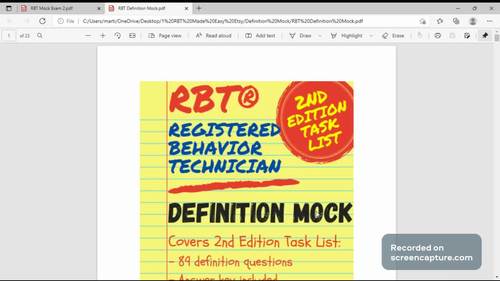 RBT Definition Mock Exam | 89 questions | Answer Key Included | 2nd Edition
