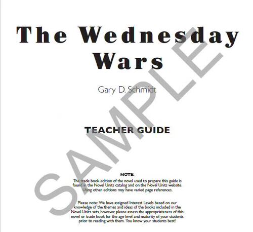 The Wednesday Wars Novel Units® Teacher Guide Novel Study | TPT