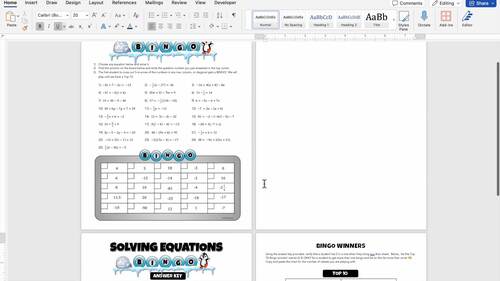 8th Grade Math Winter Fun Worksheet Review Activity: BINGO Multi-step ...